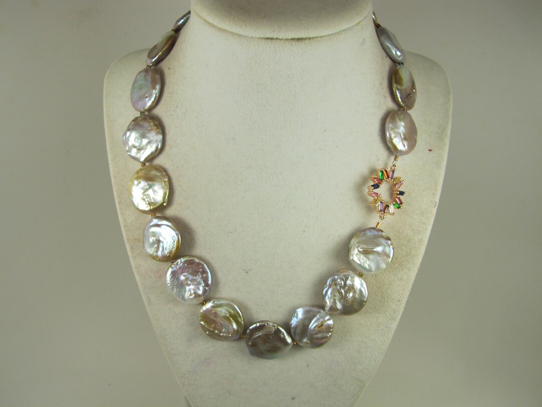 Genuine Gold Baroque Pearl Necklace, Statement Seaweed Pearl Necklace ...
