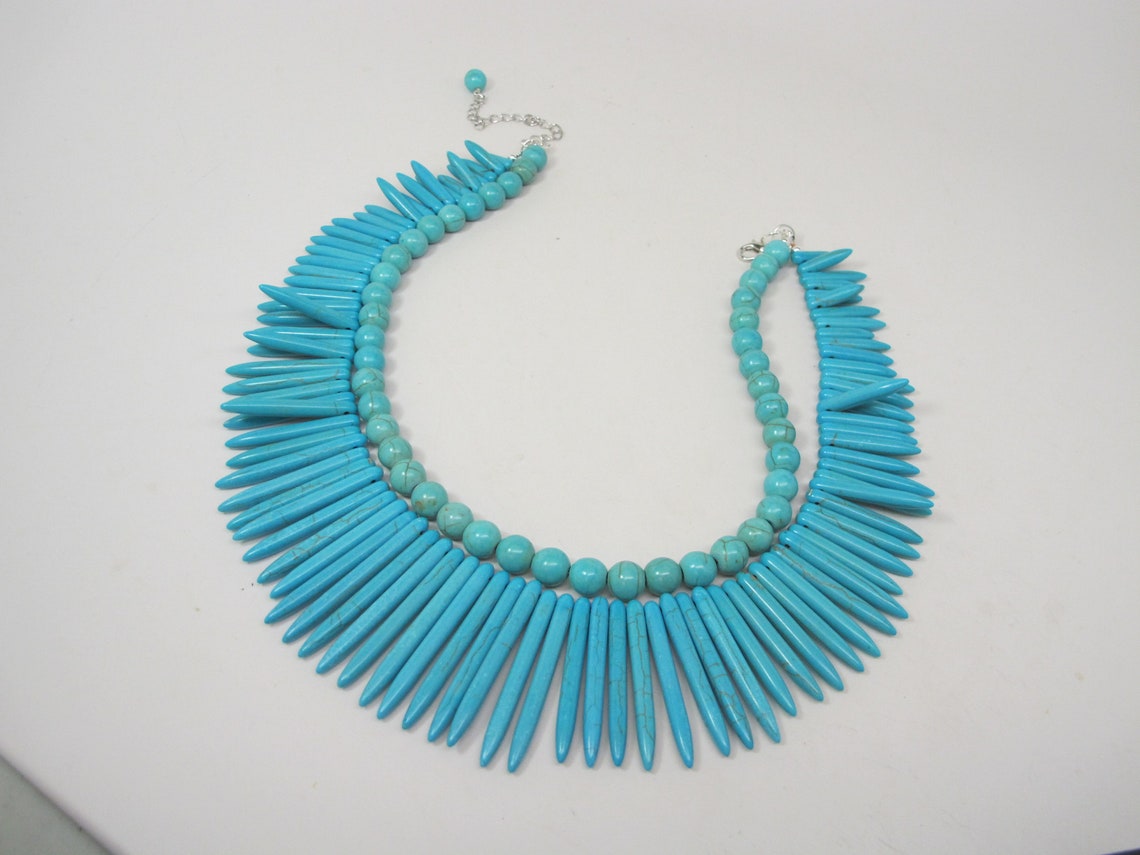 Chunky Statement Turquoise Necklace Multi Strand Statement - Etsy