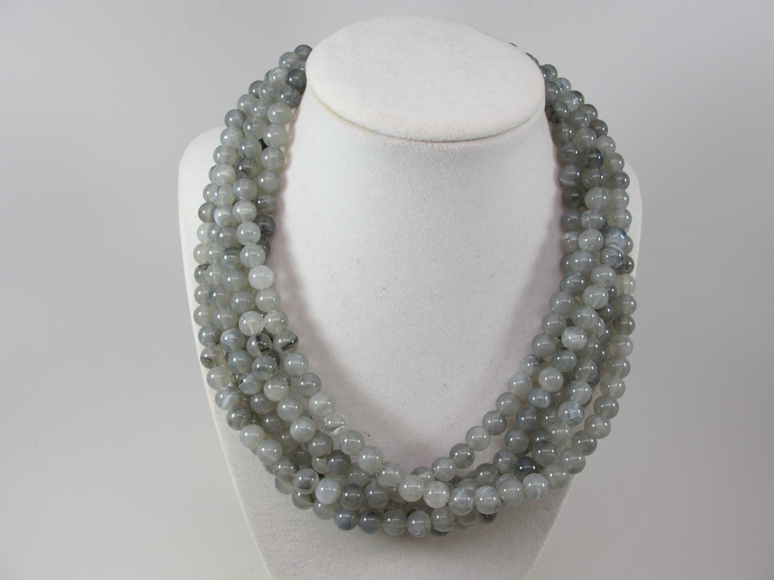 Gray statement Bead Necklace Chunky gray necklacemulti strand | Etsy