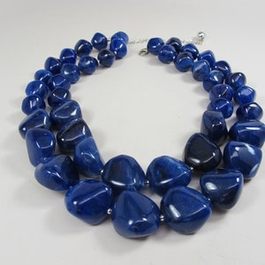 Chunky Navy Blue Statement Necklace,multi Strand Blue Statement ...
