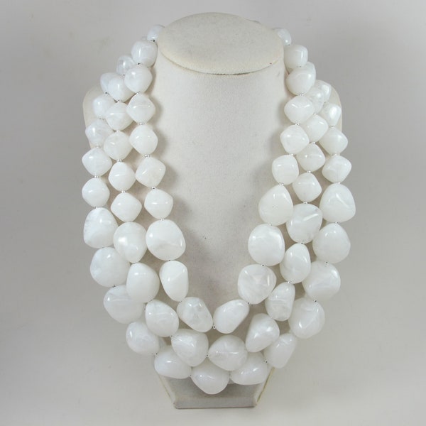 White Bead Necklace - Etsy