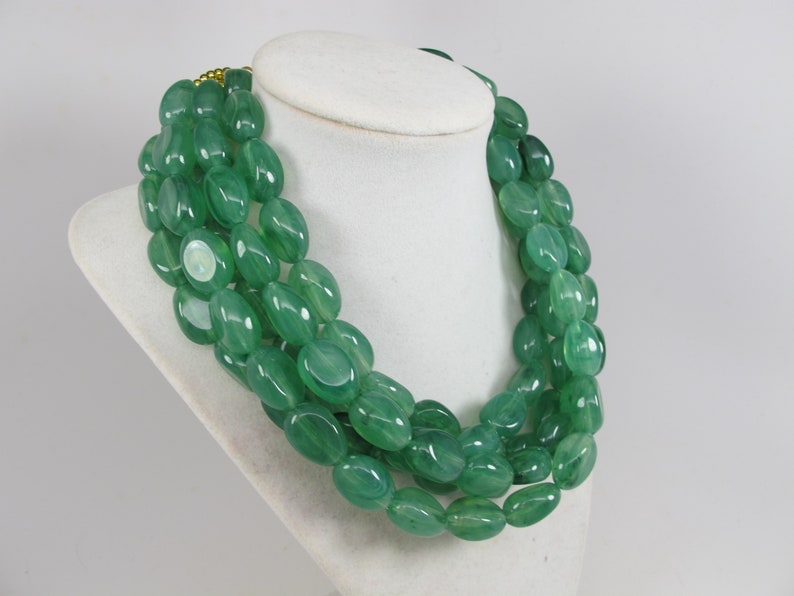 Chunky Forest Green Necklace Multi Strand Statement Apple - Etsy