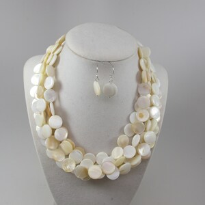 White Statement Necklace, Multi Strand White Shell Necklace, Mother of ...