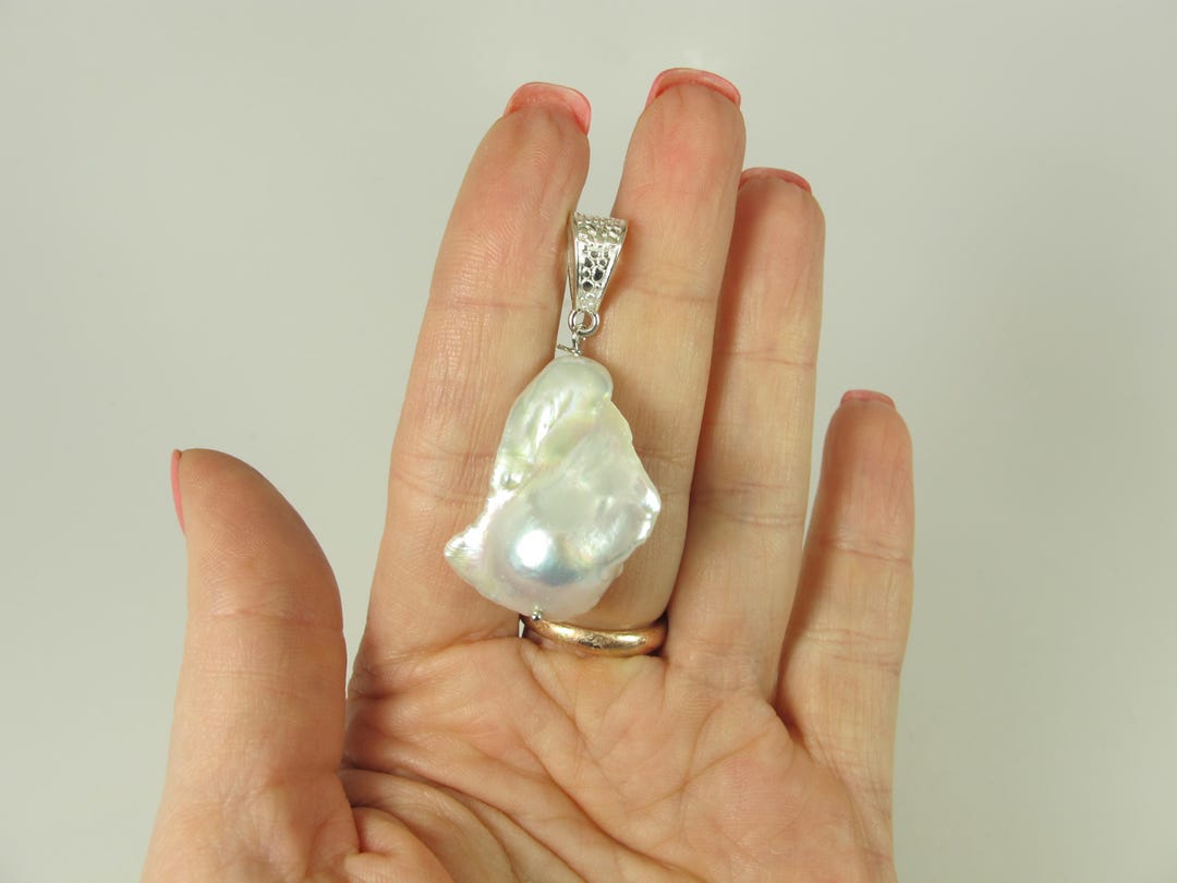 Genuine Large Baroque Pendant, Baroque Pearl Necklace,white Huge ...