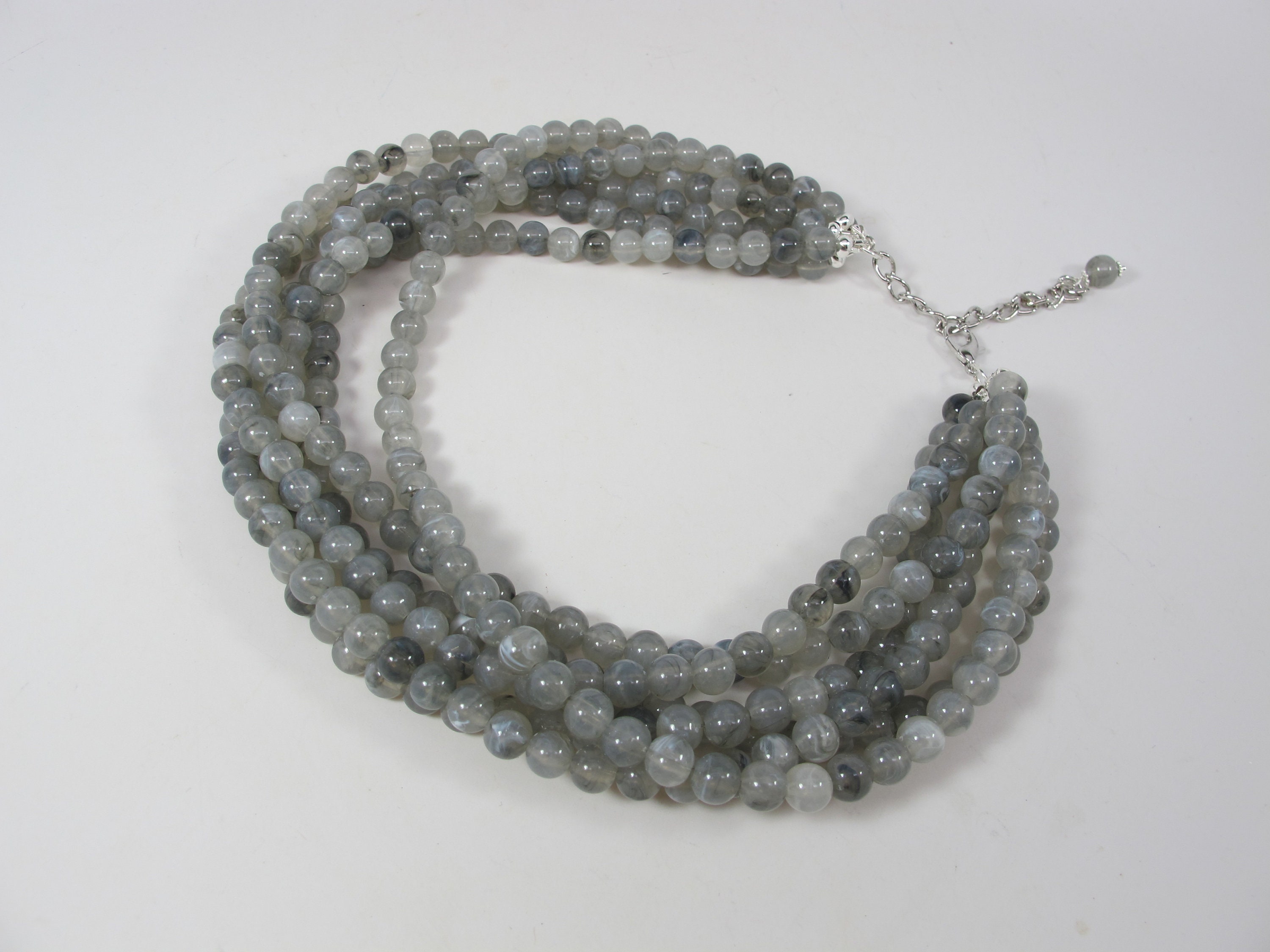 Gray statement Bead Necklace Chunky gray necklacemulti strand | Etsy