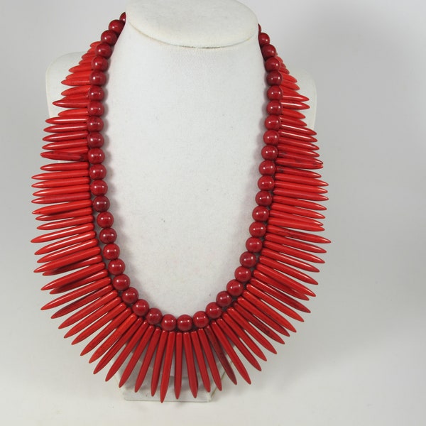 Red Statement Necklace - Etsy