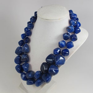 Chunky Navy Blue Statement Necklace,multi Strand Blue Statement ...