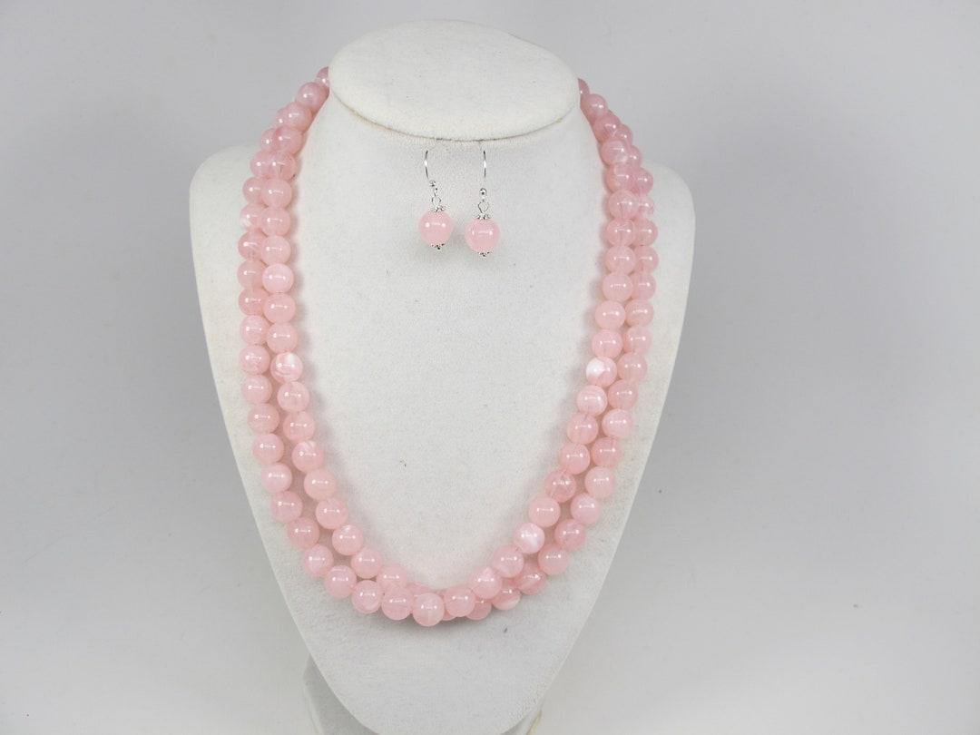 Chunky Pink Necklace, Multi Strand Statement Pink Necklace Pink Beaded ...
