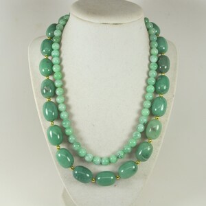 Chunky Green Aventurine Gemstone Statement Necklace, Genuine Green ...