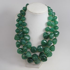 Chunky Forest Green Necklace, Multi Strand Statement Apple Green ...