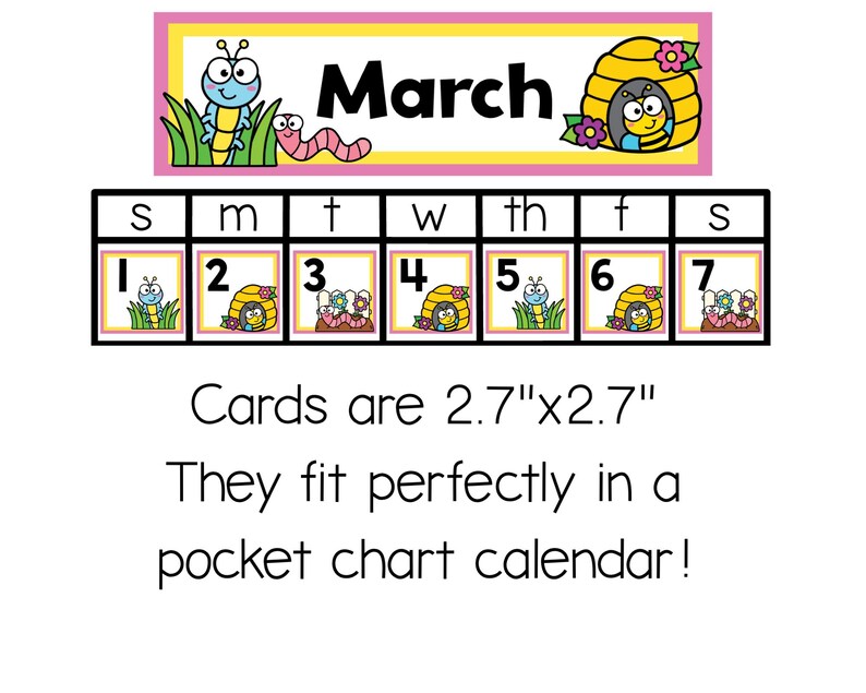March Spring and St. Patrick's Day Calendar Numbers Cards Printable ...