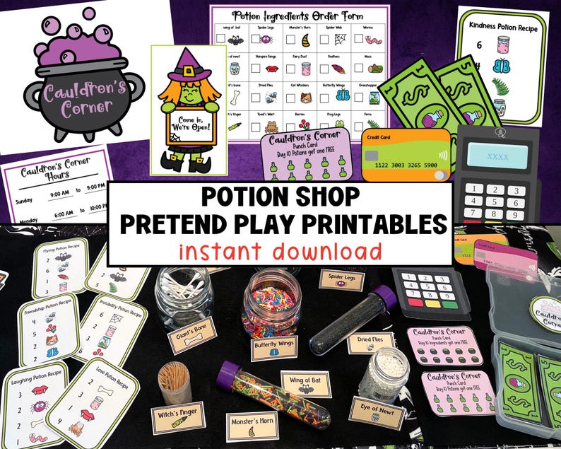 Halloween Potion Shop Pretend Play Printables Dramatic Play Set ...