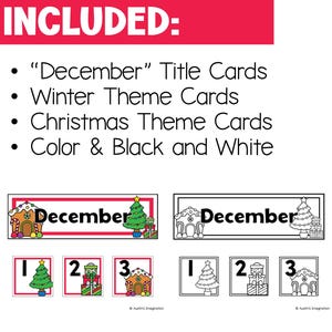 December Winter and Christmas Calendar Numbers Cards Printable Color ...