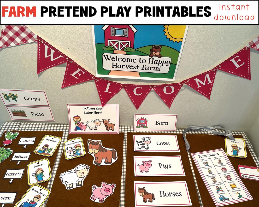 Pretend Play Fall Harvest Farm Printable Dramatic Play Set, Preschool ...