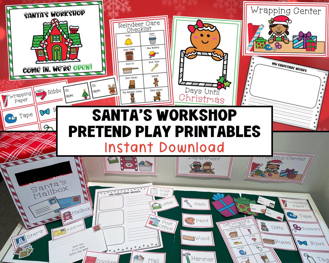 Christmas Santa's Workshop Dramatic Pretend Play Printables Set ...