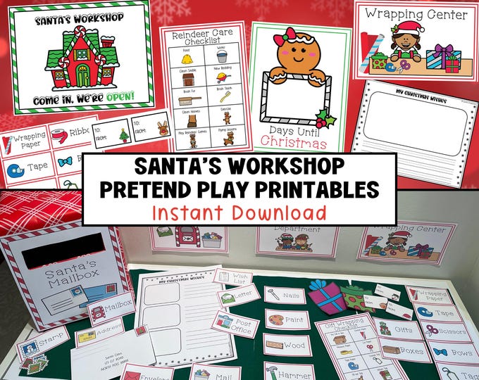 Santa's Workshop Dramatic Play, Christmas North Pole Printable Pretend ...