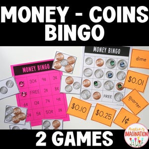 Money BINGO Coin ID Value and Coin Counting for Kindergarten 1st and ...