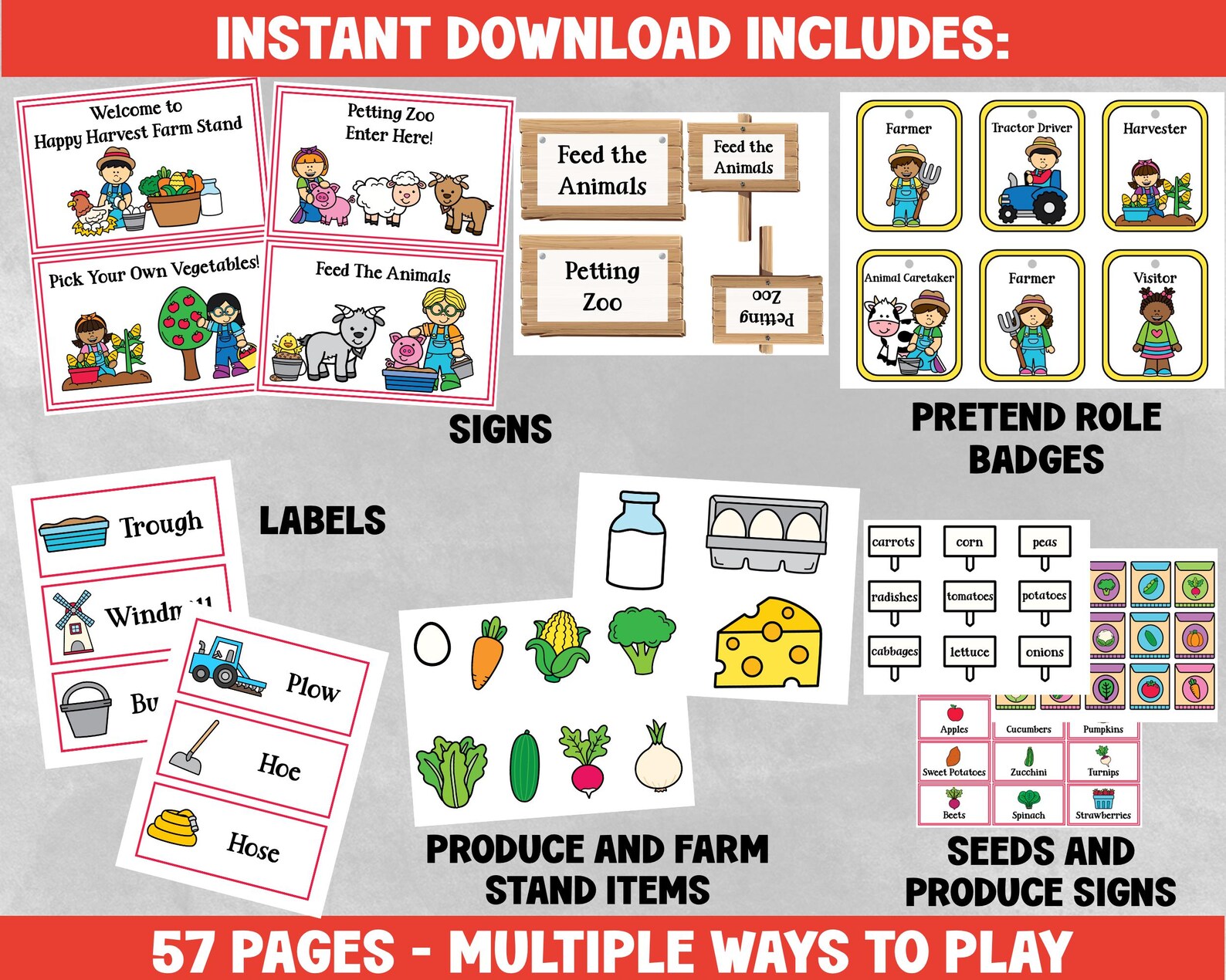 Pretend Play Fall Harvest Farm Printable Dramatic Play Set, Preschool ...