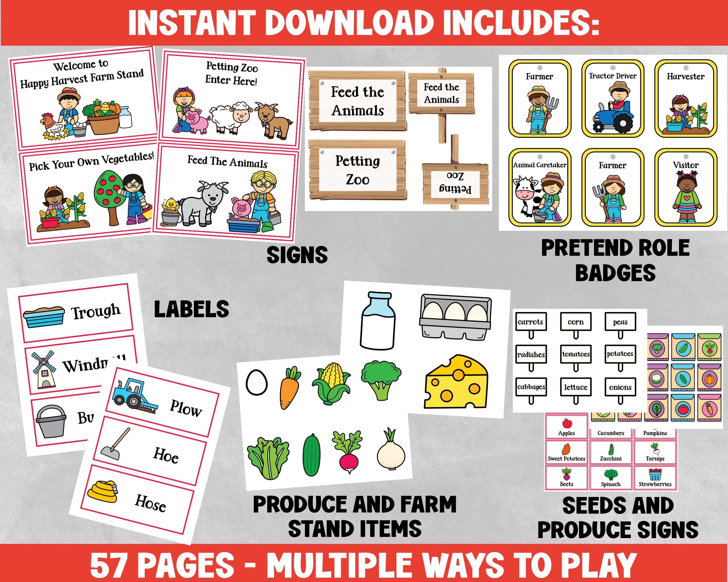 Pretend Play Fall Harvest Farm Printable Dramatic Play Set, Preschool ...