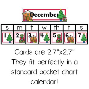 December Winter and Christmas Calendar Numbers Cards Printable Color ...