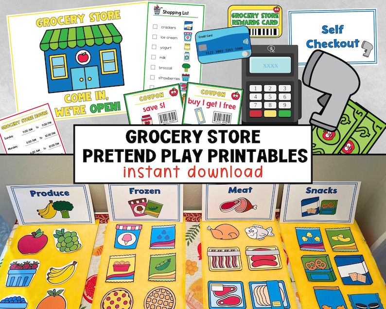 Pretend Play Grocery Store Printable Dramatic Play Set, Preschool ...