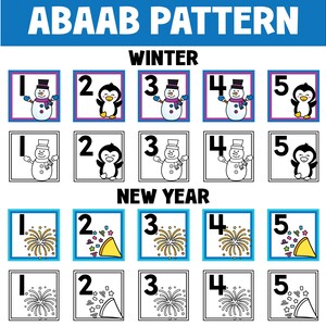 January Winter and New Year Calendar Numbers Cards Printable Color and ...