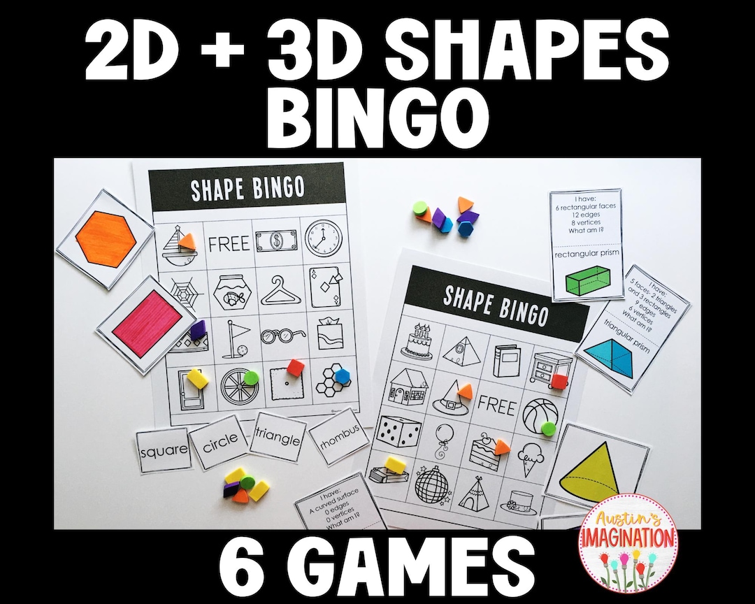 2D and 3D Shapes Bingo Names Match and Attributes Kindergarten and 1st ...