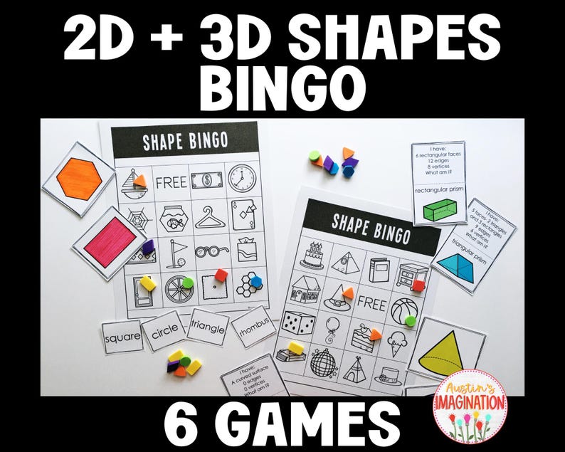 2D and 3D Shapes Bingo Names Match and Attributes Kindergarten and 1st ...