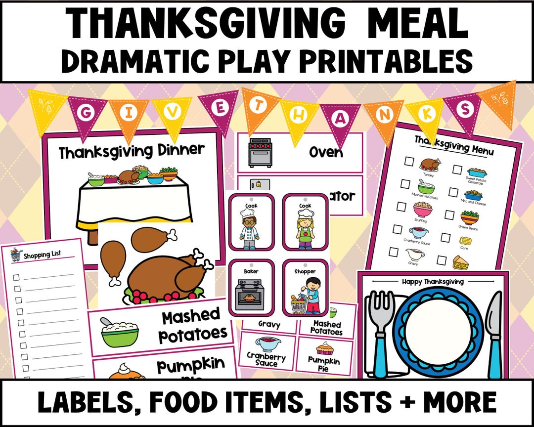Thanksgiving Dramatic Play Pretend Play Printable Set, Creative ...