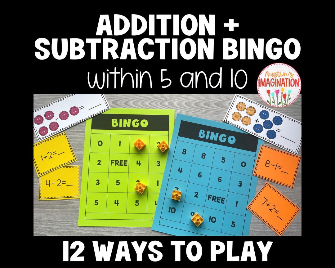 Addition and Subtraction Within 5 and 10 BINGO Kindergarten and 1st ...