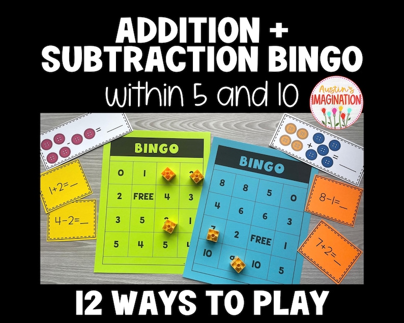 Addition and Subtraction Within 5 and 10 BINGO Kindergarten and 1st ...