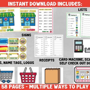 Pretend Play Grocery Store Printable Dramatic Play Set, Preschool ...