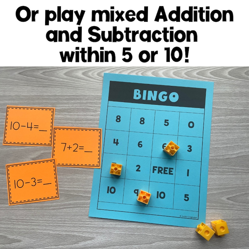 Addition and Subtraction Within 5 and 10 BINGO Kindergarten and 1st ...