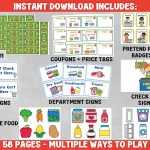 Pretend Play Grocery Store Printable Dramatic Play Set, Preschool ...
