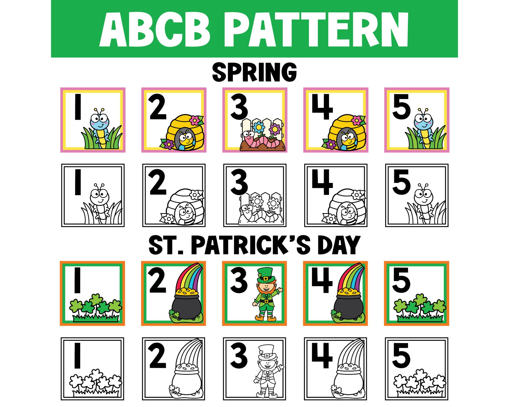 March Spring and St. Patrick's Day Calendar Numbers Cards Printable ...