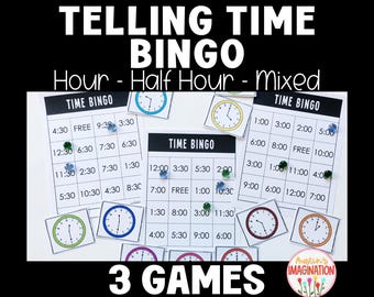 Telling Time to the Hour and Half Hour - Etsy