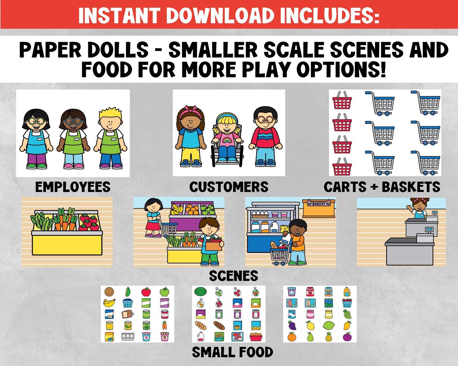 Pretend Play Grocery Store Printable Dramatic Play Set, Preschool ...