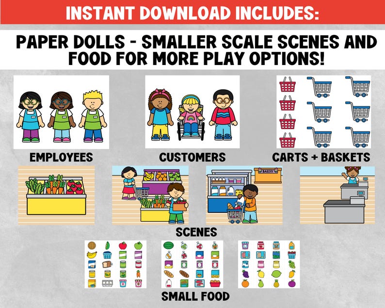 Pretend Play Grocery Store Printable Dramatic Play Set, Preschool ...