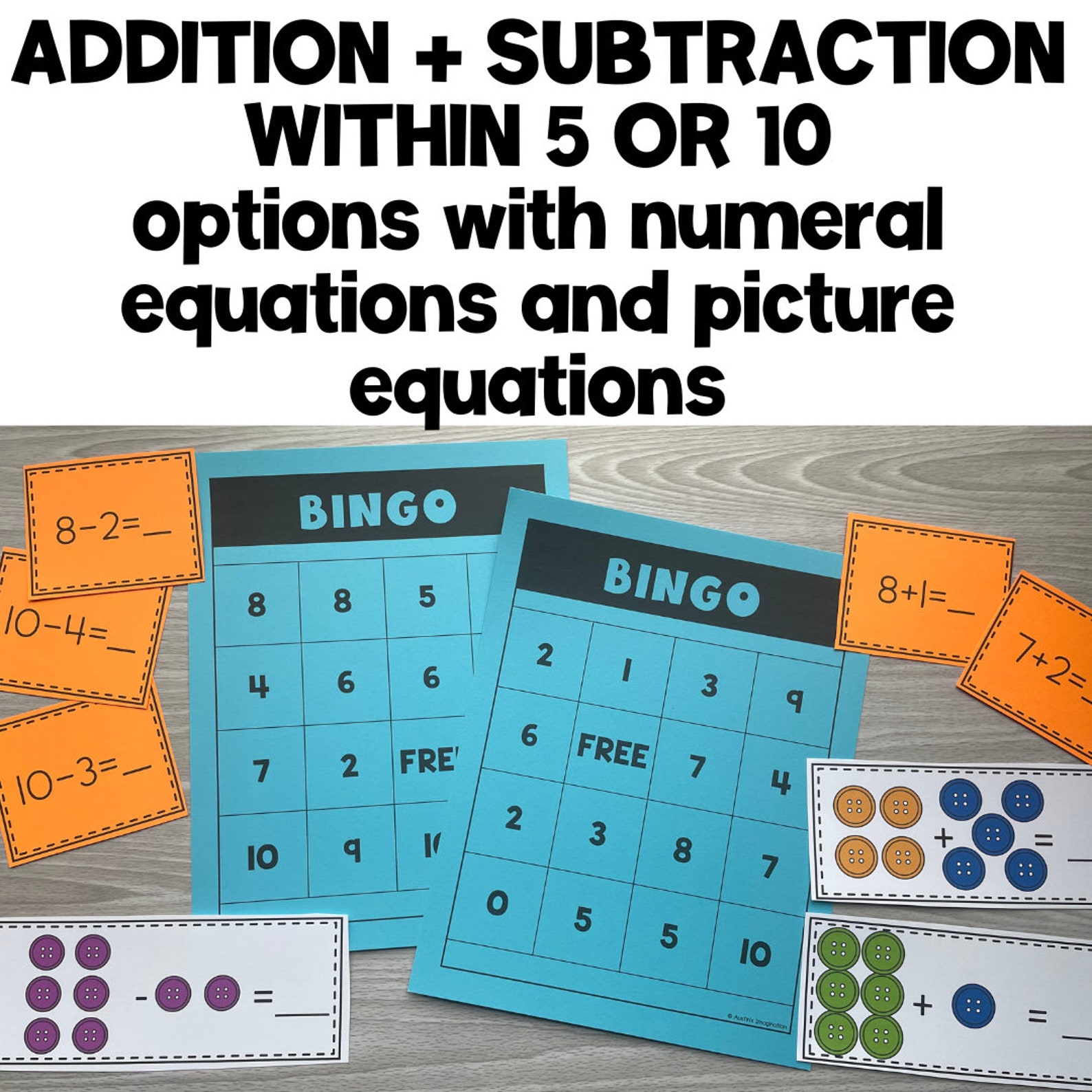 Addition and Subtraction Within 5 and 10 BINGO Kindergarten and 1st ...