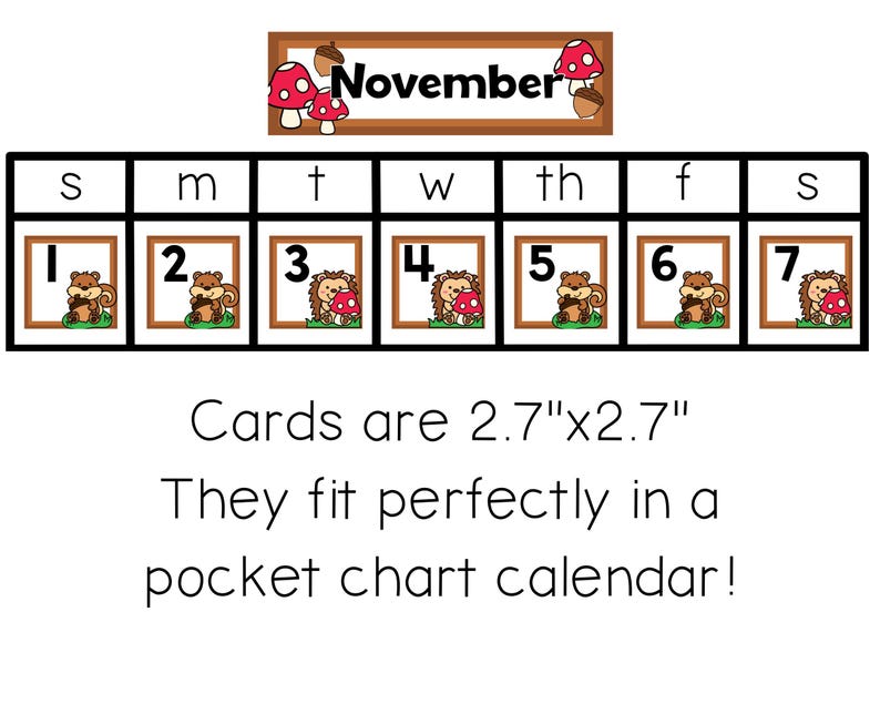 November Fall and Thanksgiving Calendar Numbers Printable Color and ...