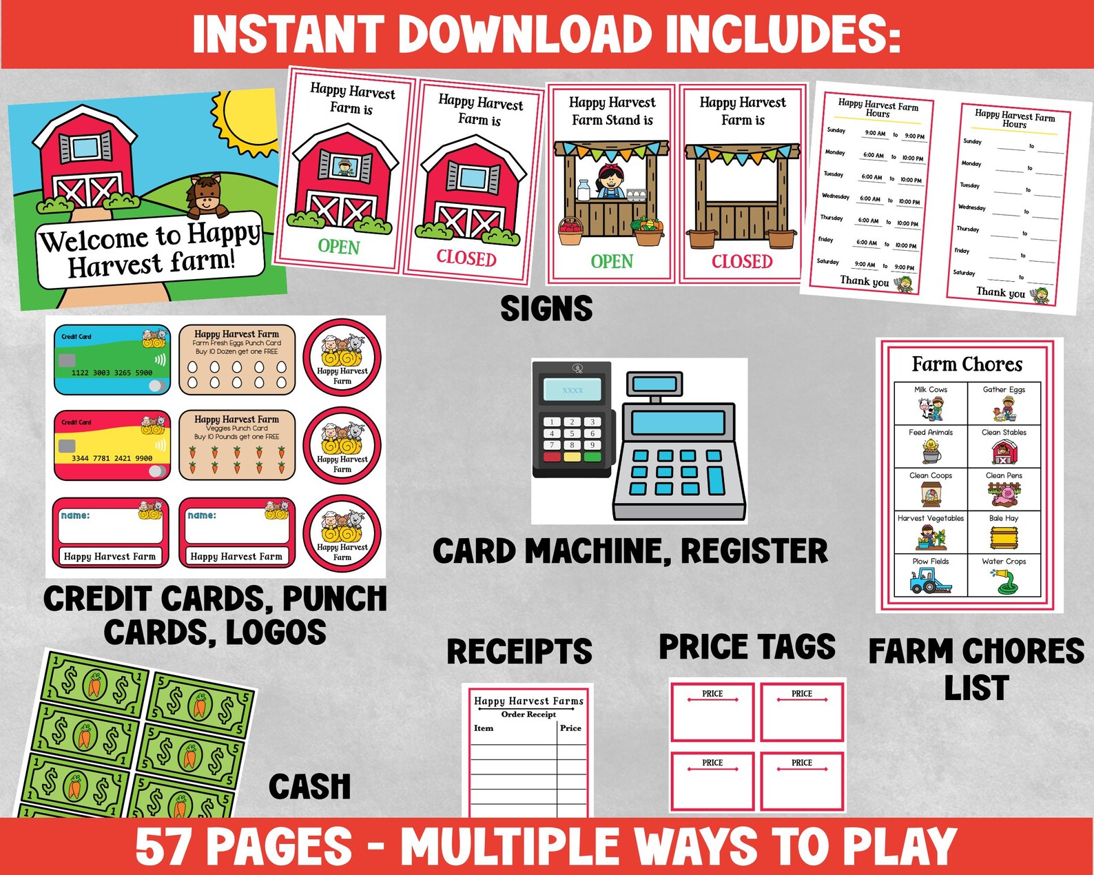 Pretend Play Fall Harvest Farm Printable Dramatic Play Set, Preschool ...