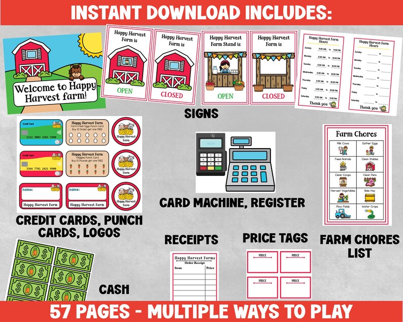 Pretend Play Fall Harvest Farm Printable Dramatic Play Set, Preschool ...