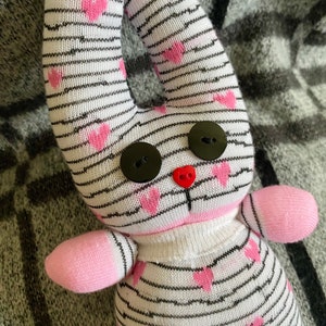 Handmade Stuffed Animal Sock Bunny Toy Plush Rabbit Emotional Support ...