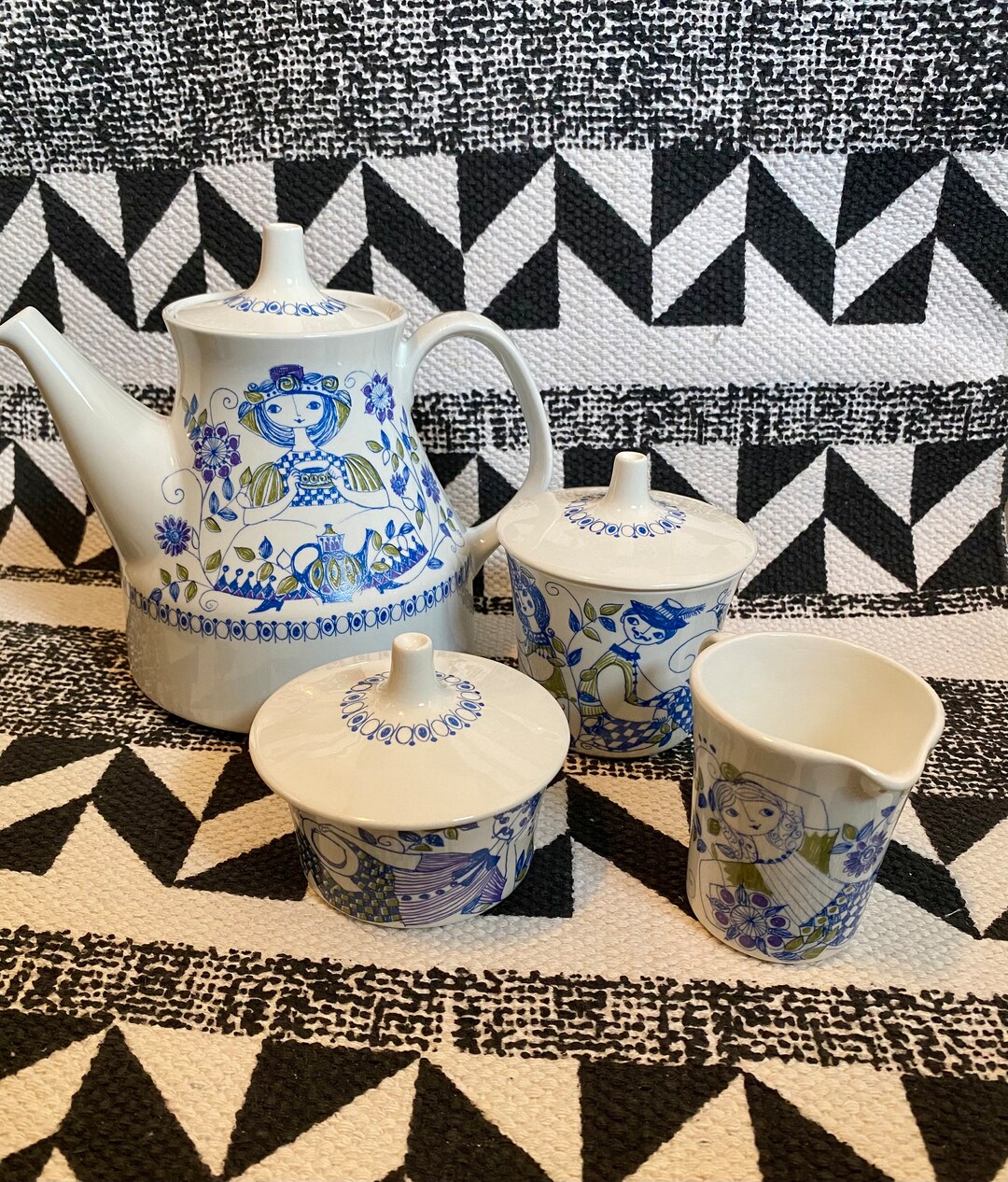Vintage Figgjo Norway Lotte Tea Set 4-piece Rare Serveware Turi ...