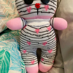 Handmade Stuffed Animal Sock Bunny Toy Plush Rabbit Emotional Support ...