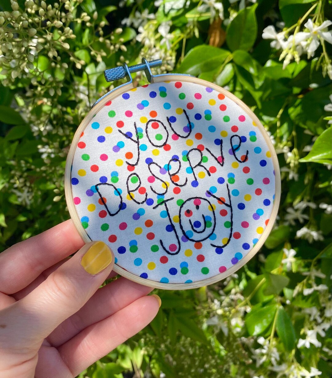Handmade Embroidery Sign You Deserve Joy Complete Needlepoint Positive ...