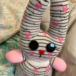 Handmade Stuffed Animal Sock Bunny Toy Plush Rabbit Emotional Support ...