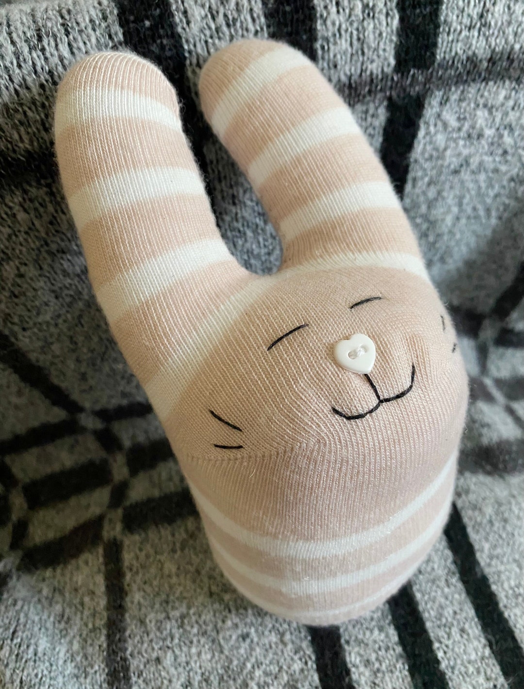 Handmade Stuffed Animal Sock Bunny Toy Plush Rabbit Emotional Support ...