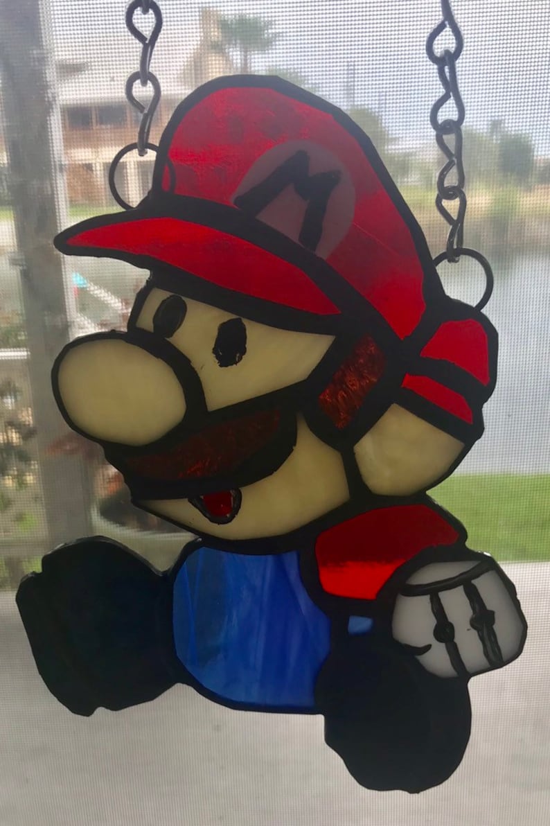 Mario Stained Glass Sun Catcher - Etsy