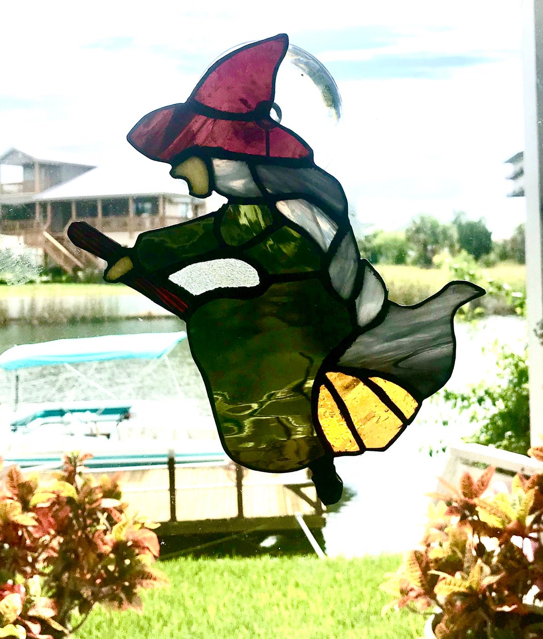 Little Witch Stained Glass- Flying Witch- Halloween Witch - Etsy